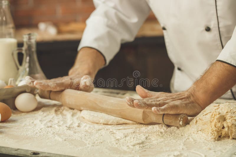Bakery Chef Cooking Bake in the Kitchen Professional Stock Image ...