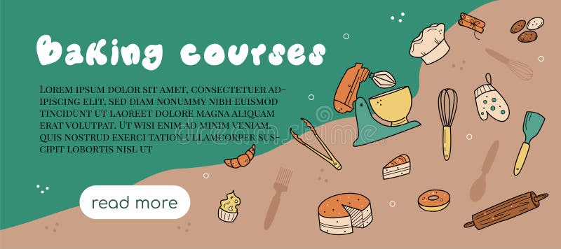 Bakery Classes and Courses Banner Design Template Stock Illustration ...
