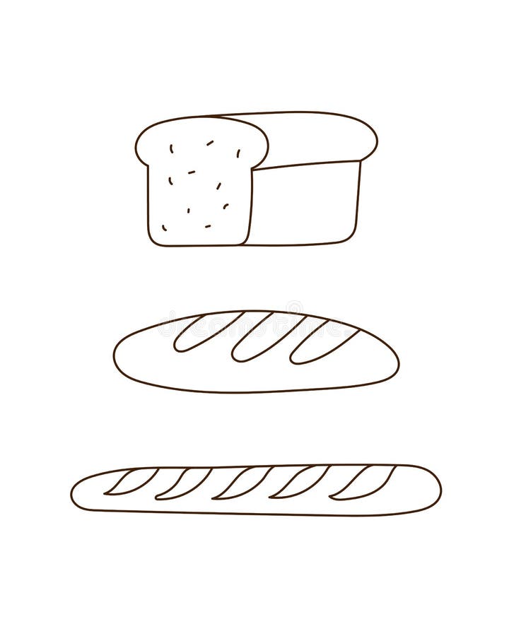 Bakery Collection Bread Doodle Outline Illustration Stock Vector ...