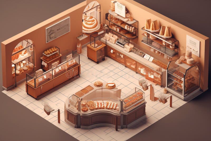 Bakery - Conceptual Illustration. Isometric View. Generative AI Stock ...