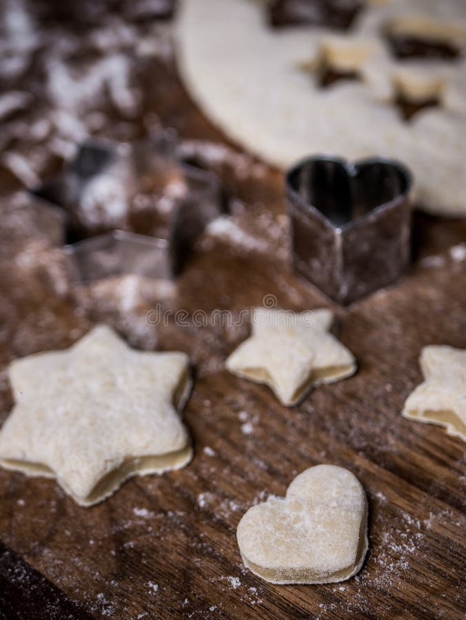 Bakery Cookie Dough with Cutting Mold on Kitchen Table. Stock Image ...