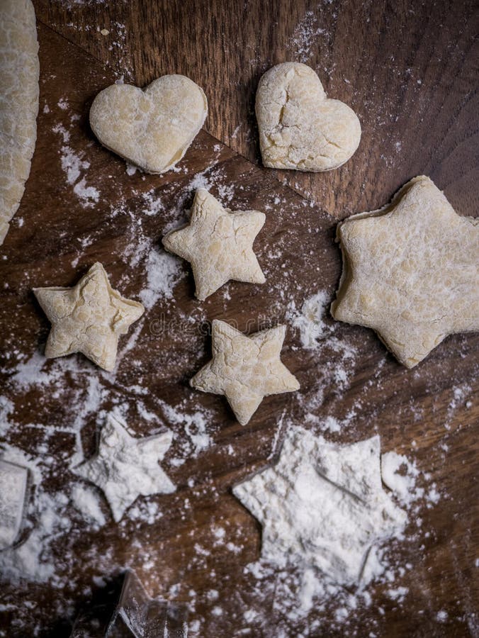 Bakery Cookie Dough with Cutting Mold on Kitchen Table. Stock Image ...