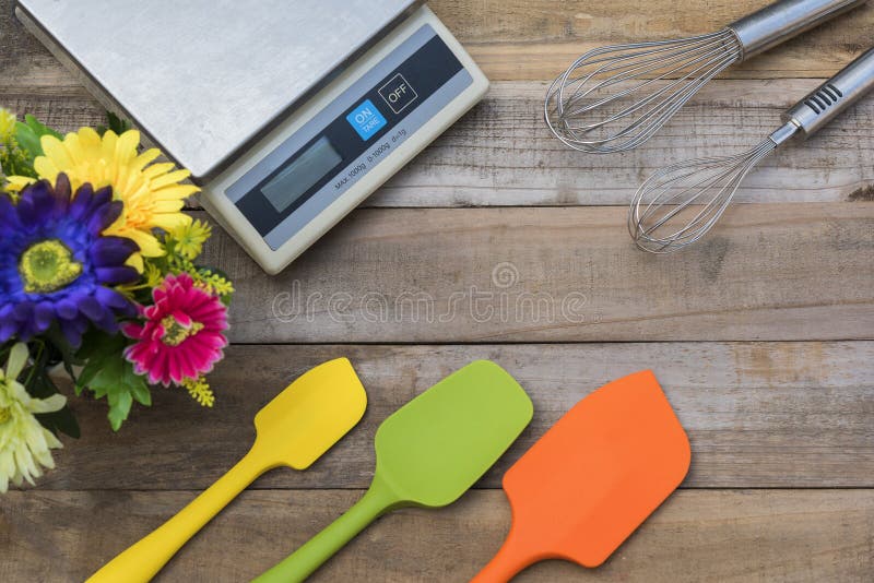 Bakery and Cooking Tools Silicone and Still on Wood Table Stock Image ...