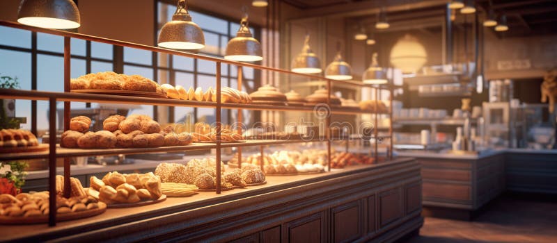 Bakery Counter in a Coffee Shop Stock Illustration - Illustration of ...
