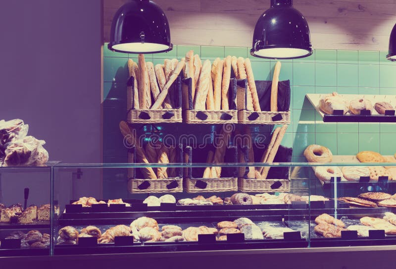 Bakery counter stock photo. Image of modern, food, tray - 225824584