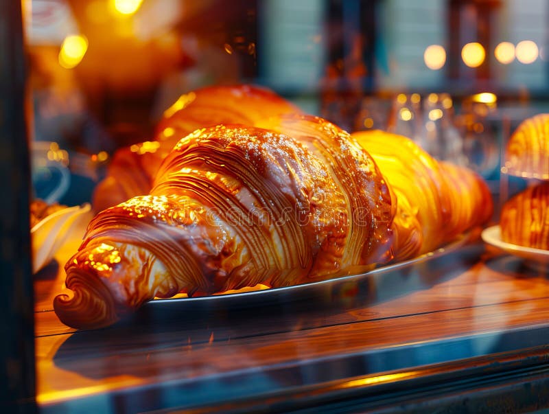 A Bakery with Croissants and Pastries on Display Stock Photo - Image of ...