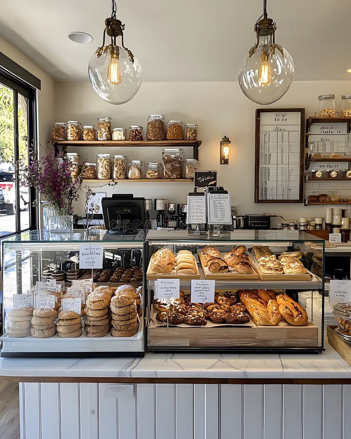 Bakery with a Display Case Full of Pastries and Bread Stock Image ...