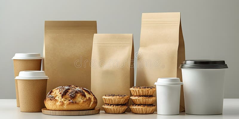 Bakery Display Featuring Assorted Pastries and Coffee Cups at Morning ...