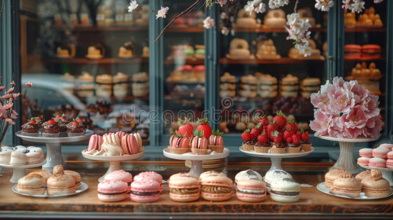 Bakery Display Various Colorful Pastries Flowers Stock Photos - Free ...