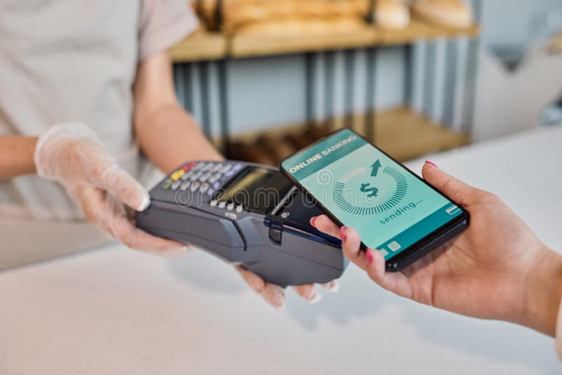 Bakery Employee Getting Payment from Customer Stock Photo - Image of ...