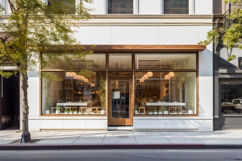 Bakery Exterior Facade Storefront with Large Glass Windows, Urban ...