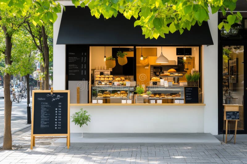 Charming Bakery Storefront Showcasing Freshly Baked Goods in a Sunny ...
