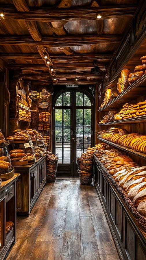Cozy Bakery Interior Filled Various Types Bread Pastries Stock Photos ...