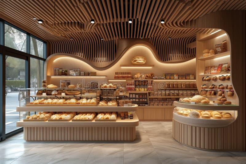 Bakery with Fresh Pastries Interior Stock Illustration - Illustration ...