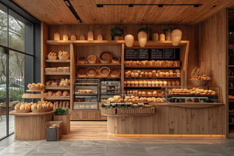 Bakery with Fresh Pastries Interior Stock Illustration - Illustration ...