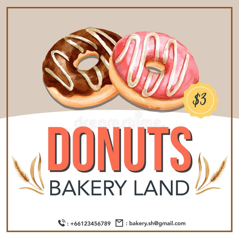 Bakery Gift Voucher Template. Bread and Bun Collection Stock Vector ...