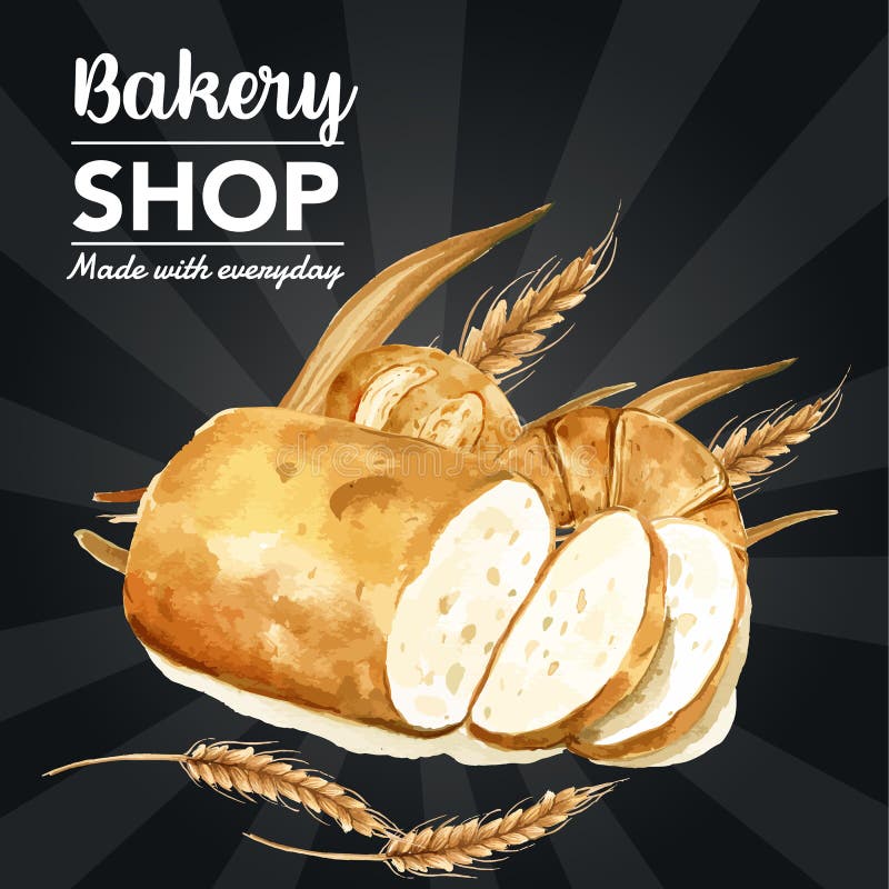 Bakery Gift Voucher Template. Bread and Bun Collection Stock ...
