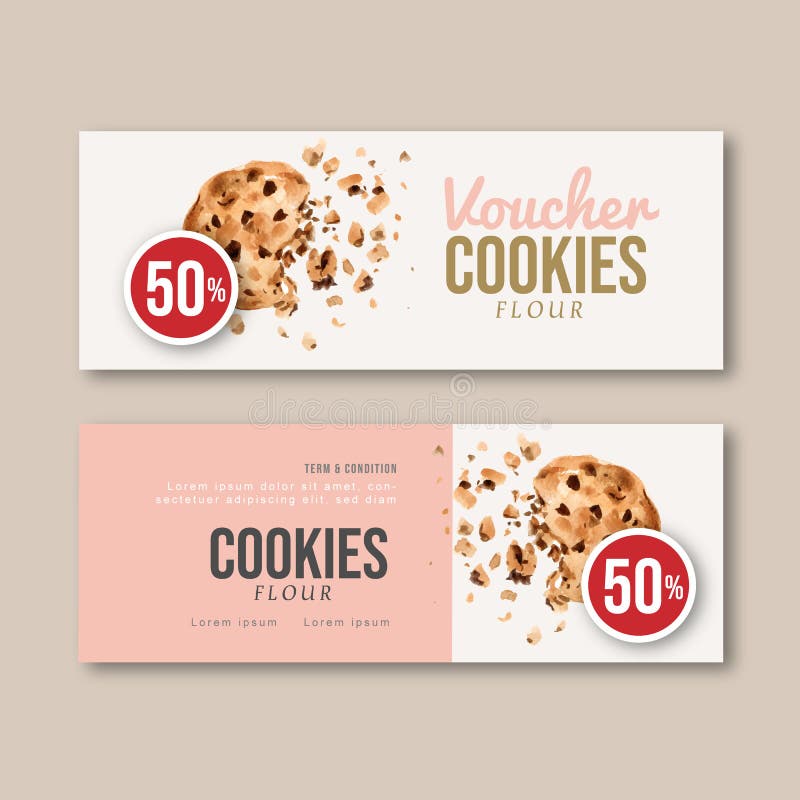 Bakery Gift Voucher Template. Bread and Bun Collection Stock ...