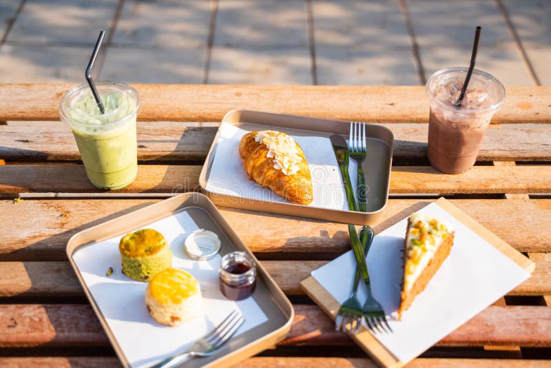 Bakery and Iced Chocolate at Tea Time Stock Photo - Image of beverage ...