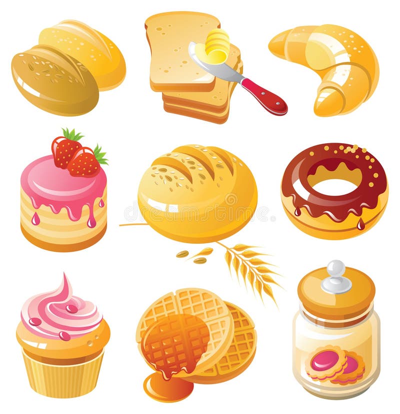 Bakery Icon Set stock vector. Illustration of syrup, bread - 11523598