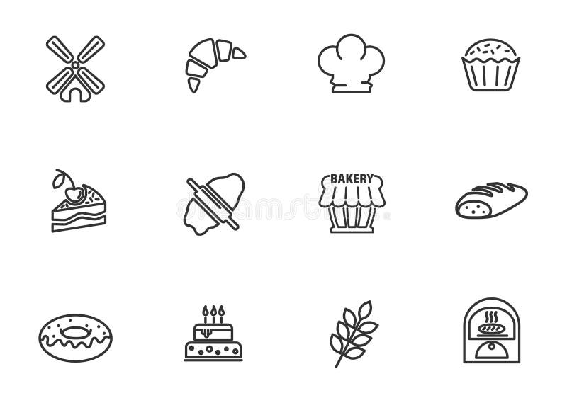 Bakery icon set stock vector. Illustration of vector - 154100672