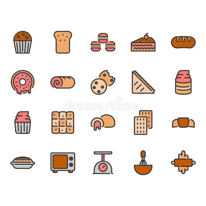 Bakery Icon Set.Vector Illustration Stock Vector - Illustration of icon ...