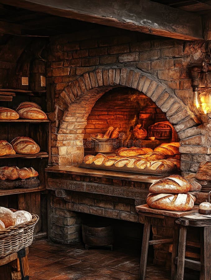 Rustic Bakery Interior Wood Fired Oven Fresh Bread Stock Photos - Free ...