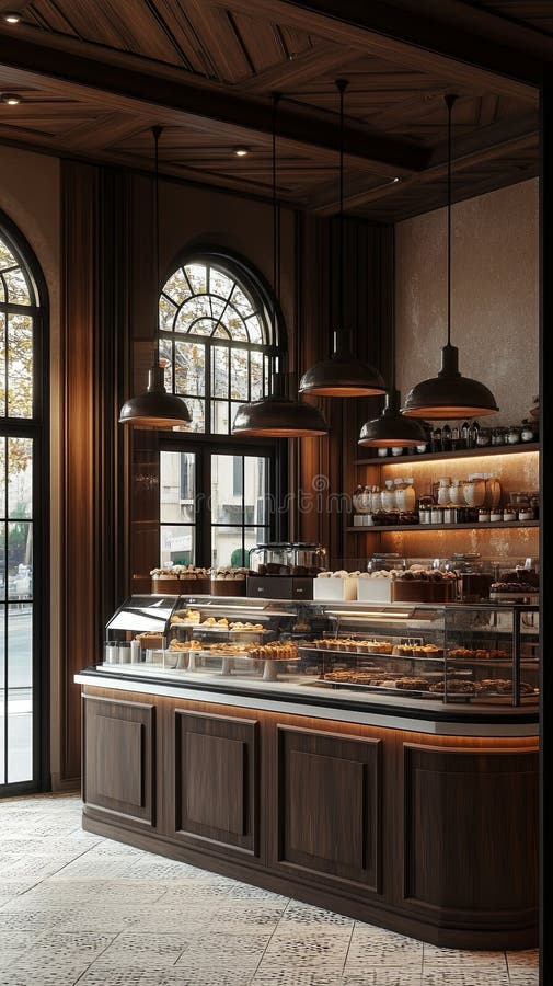 A Bakery with an Inviting Counter Filled with Pastries and Cakes Stock ...