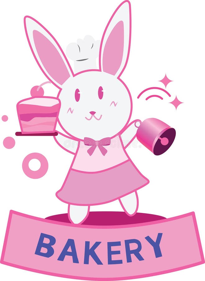 Bakery Logo Cute Female Rabbit Character Selling Cake Stock Vector ...