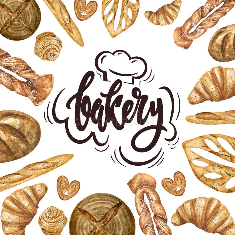 Bakery Logo in Frame of Bread. Stock Illustration - Illustration of ...