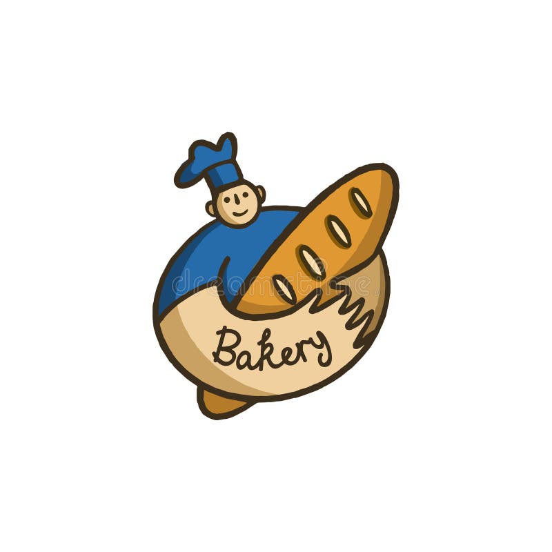 Bakery logo cook with loaf stock vector. Illustration of hand - 141244248