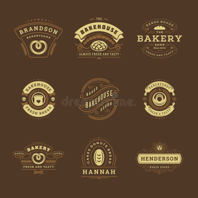 Bakery Logos and Badges Design Templates Set Vector Illustration. Stock ...