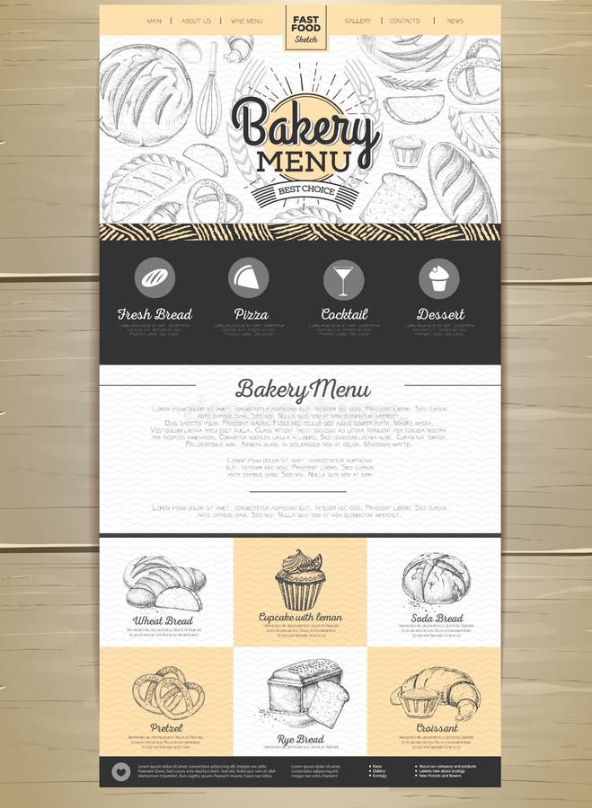 Bakery Menu Concept Web Site Design. Stock Vector - Illustration of ...