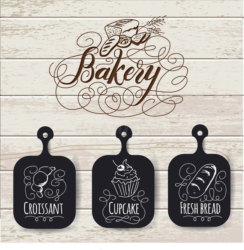 Bakery Menu Design and Bakery Hand Drawn Vector Illustration. Retro ...