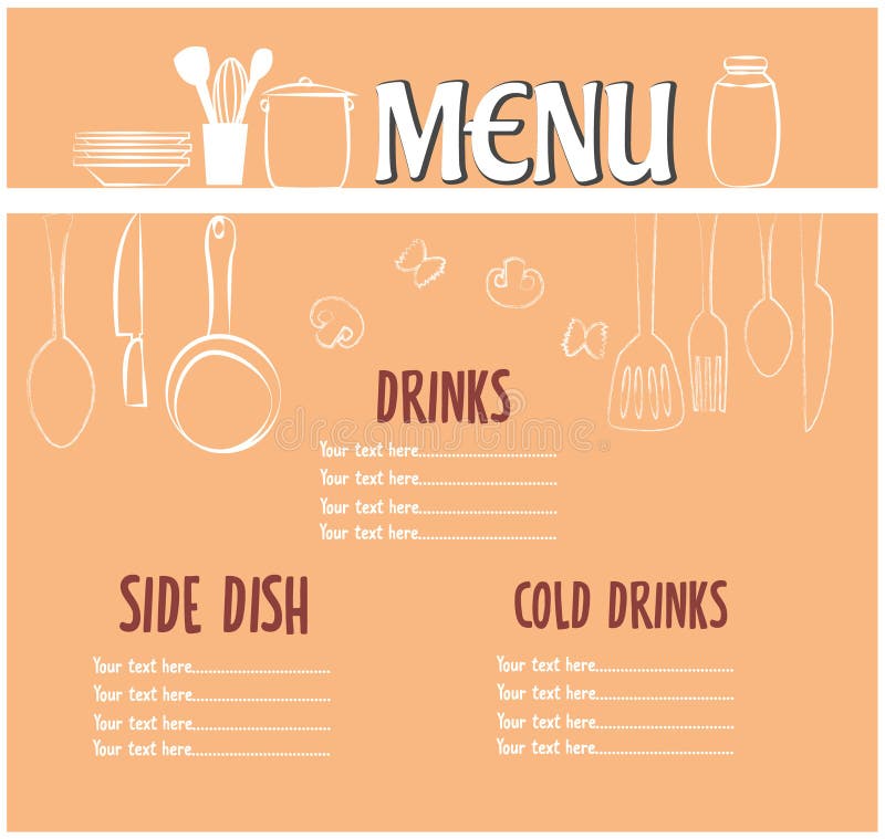 Bakery Menu Food Template for Restaurant with Doodle Hand-drawn Graphic ...