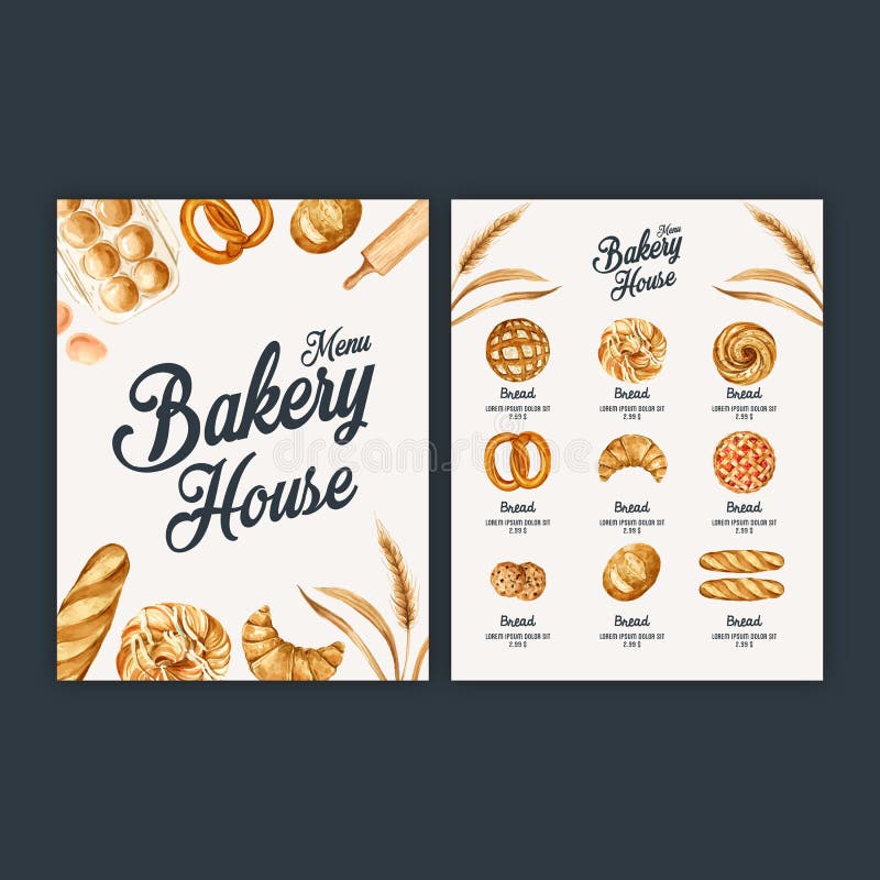 Bakery Menu Template. Bread and Bun Collection Stock Illustration ...