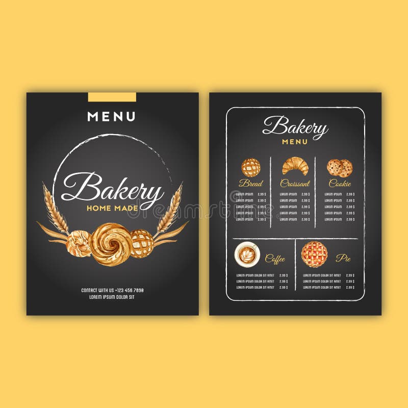 Bakery Menu Template. Bread and Bun Collection Stock Illustration ...