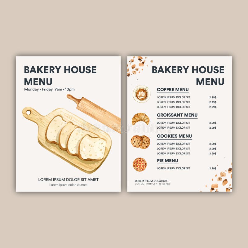 Bakery Menu Template. Bread and Bun Collection Stock Illustration ...