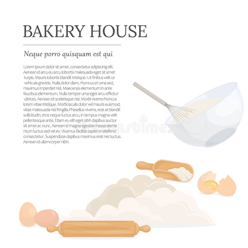 Bakery Mix Process Template with Baking Tools and Ingredients Stock ...