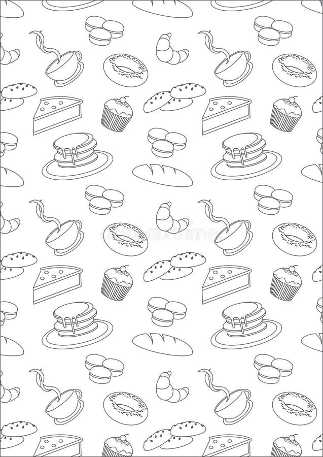 Outline Bakery and Pastry Background Stock Vector - Illustration of ...