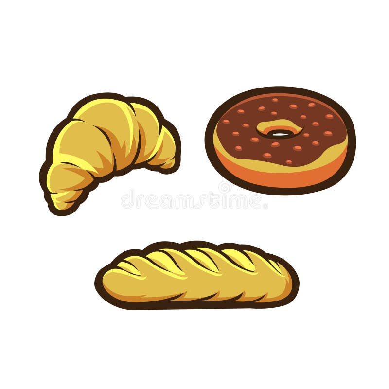 Bakery Pastry Bake Donut Cake Vector Art Isolated Stock Vector - Illustration of croissant ...