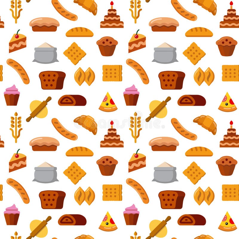 Bakery pattern stock vector. Illustration of cook, patty - 164668922