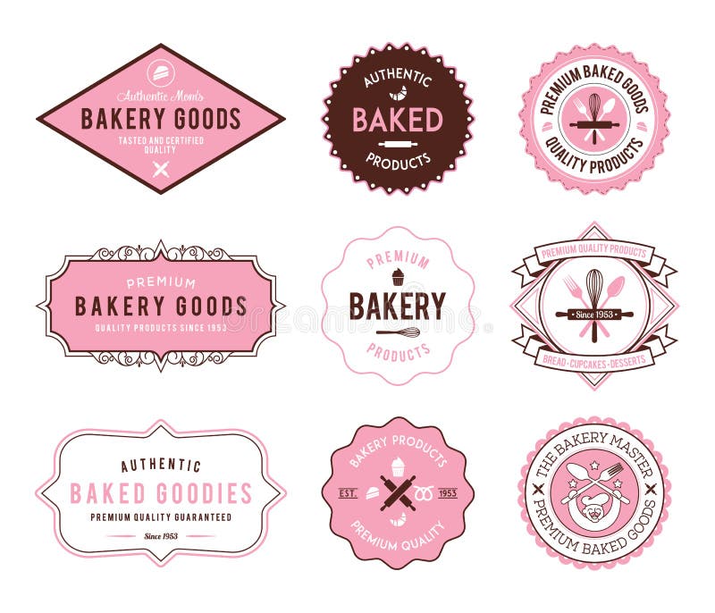 Set of Vintage Retro Bakery Labels Stock Vector - Illustration of ...