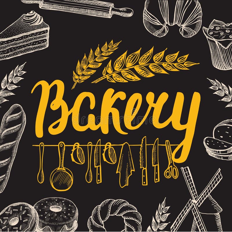 Bakery Poster for Restaurant. Stock Vector - Illustration of bakery ...