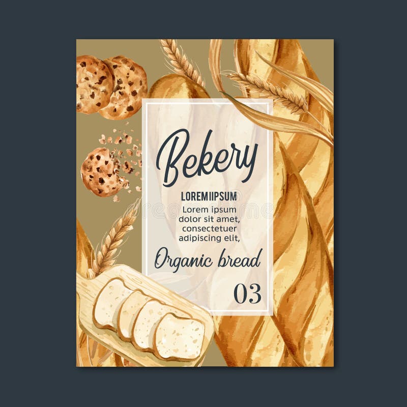 Bakery Poster Template. Bread and Bun Collection Stock Illustration ...