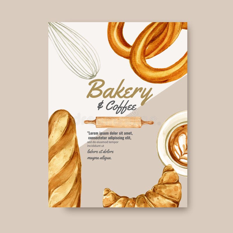 Bakery Poster Template. Bread and Bun Collection Stock Illustration ...