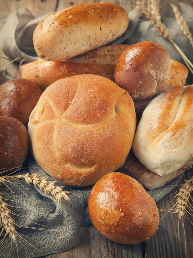 Bakery Product Assortment with Bread and Buns Stock Photo - Image of ...