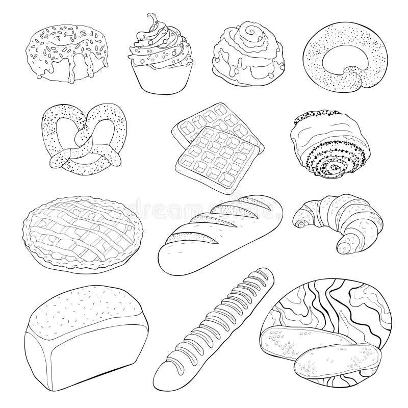 Bakery Products in the Assortment. Vector Illustration Stock Vector ...