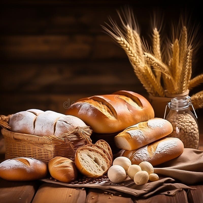 Bakery Products, Close-up Bread, Wheat, Flour Stock Illustration - Illustration of baking ...
