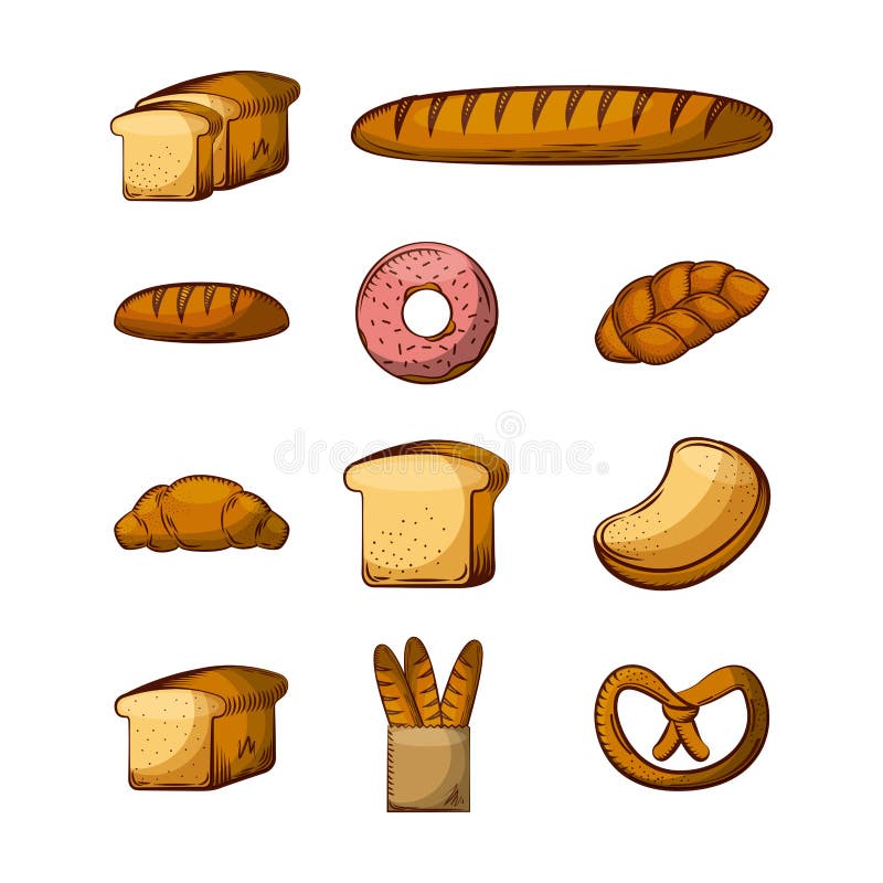 Bakery products design stock vector. Illustration of pretzel - 90841570